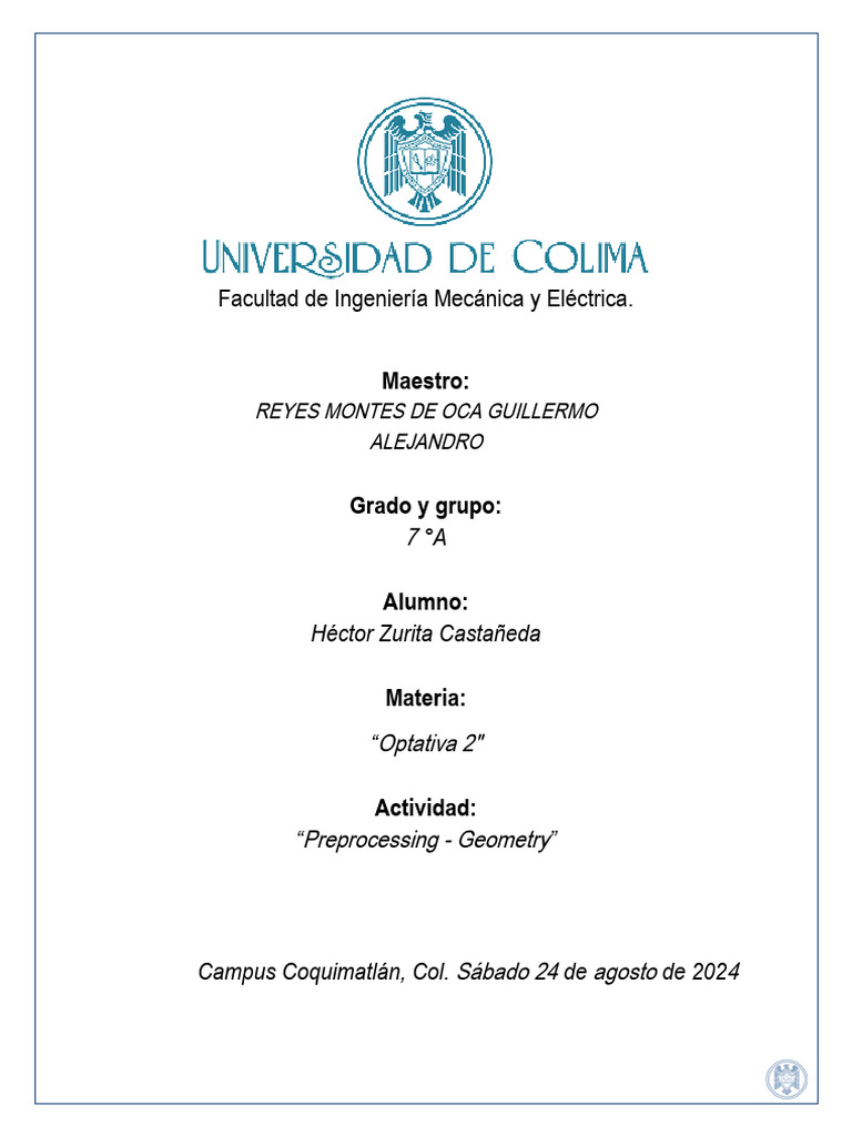 Preprocessing - Geometry (Hector Zurita Castañeda 7A) | PDF