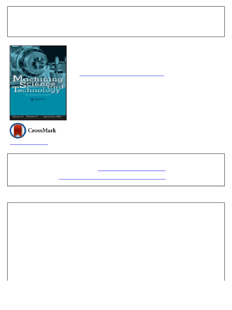Machining Science and Technology: An International Journal: Click For ...