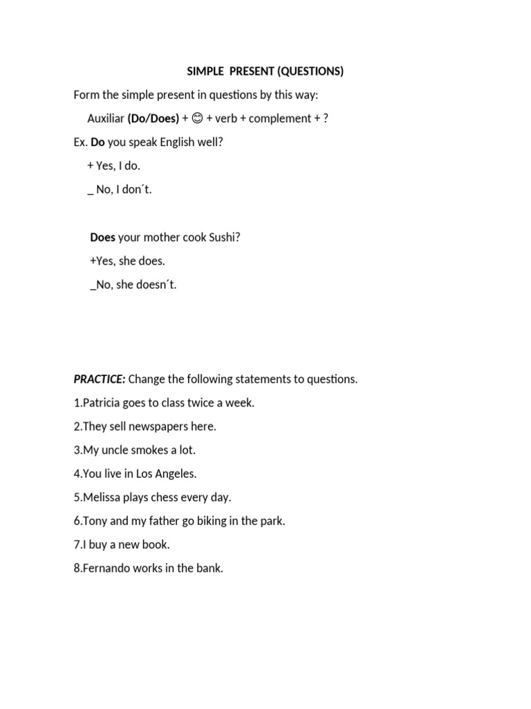 Simple Present (Questions) | PDF