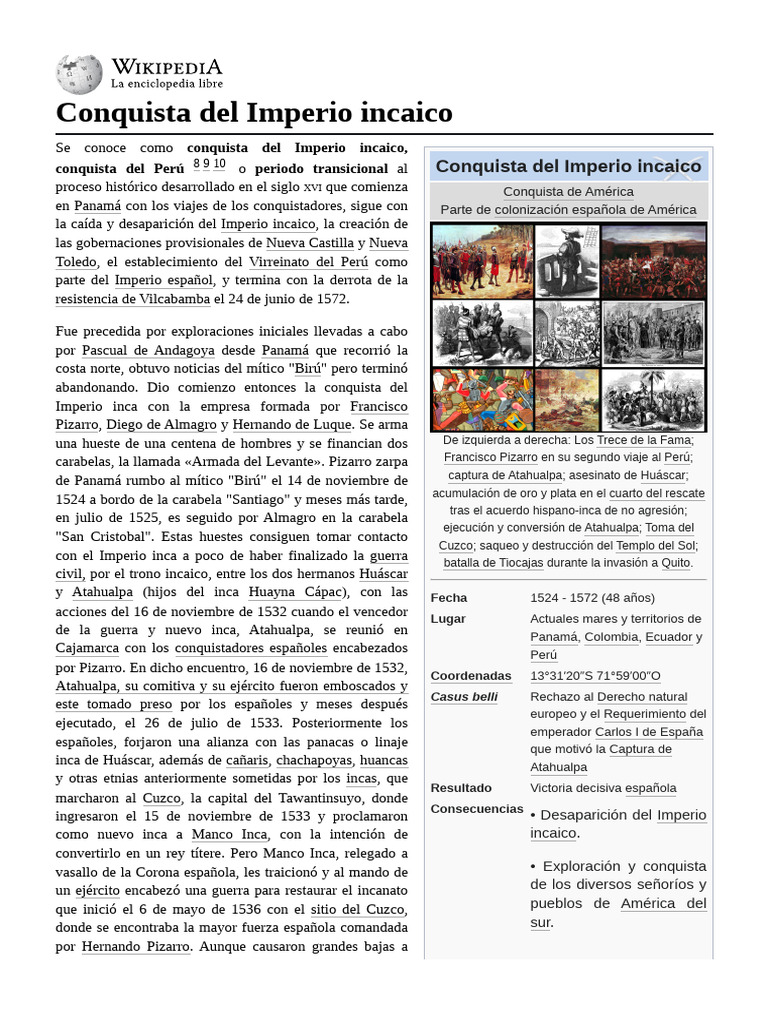 Conquista Del Imperio Incaico | PDF | Imperio Inca | Francisco Pizarro