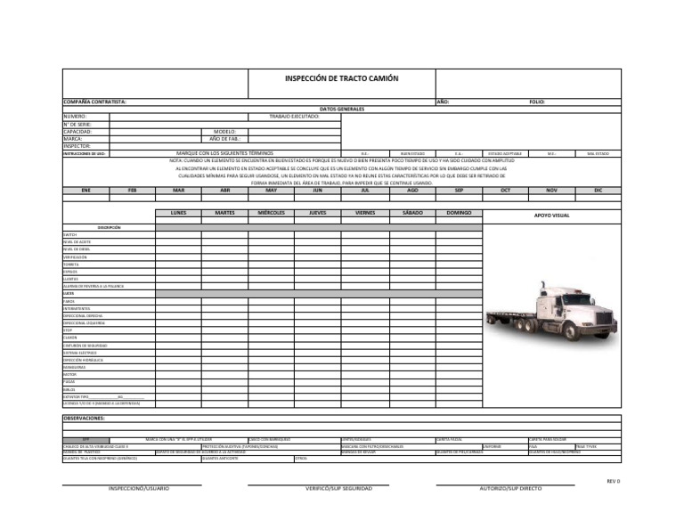 Inspección De Seguridad En Camiones Pdf Vehículo De Motor Vehículos