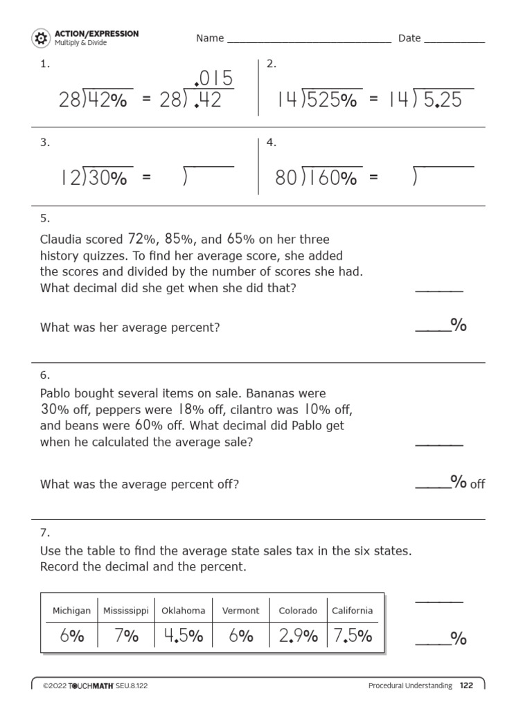 Multiply and Divide Percents | PDF
