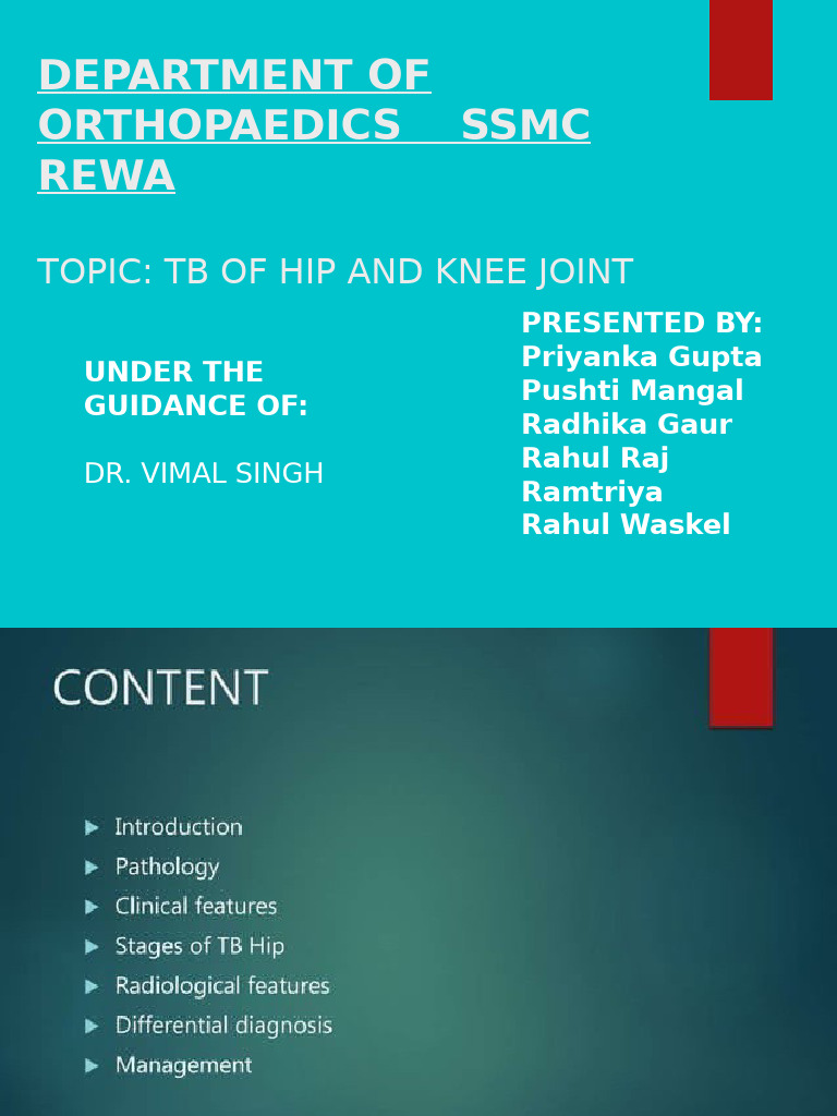 Tb of joints Ortho | PDF | Knee | Hip