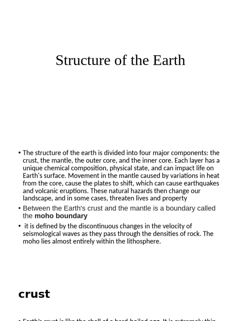 Structure of The Earth | PDF | Earth | Plate Tectonics
