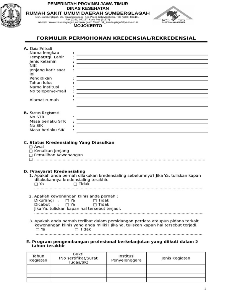 Formulir Permohonan Kredensial | PDF