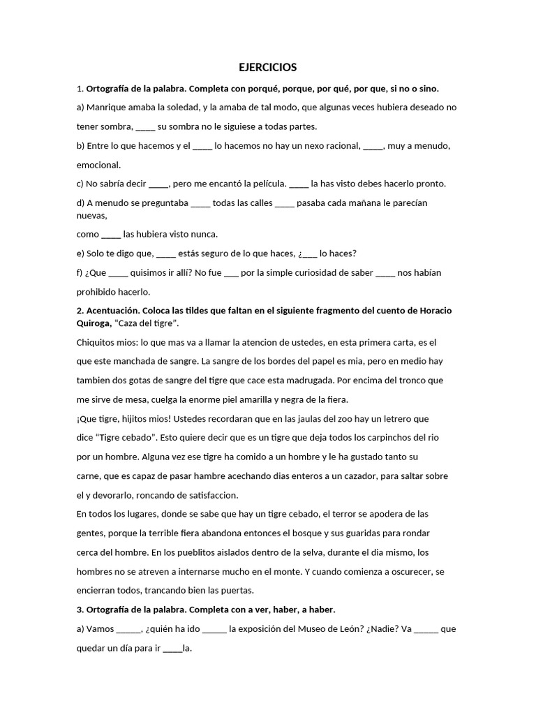 Ejercicios de Signos de Puntuación | PDF | Oración (Lingüística) | Comillas