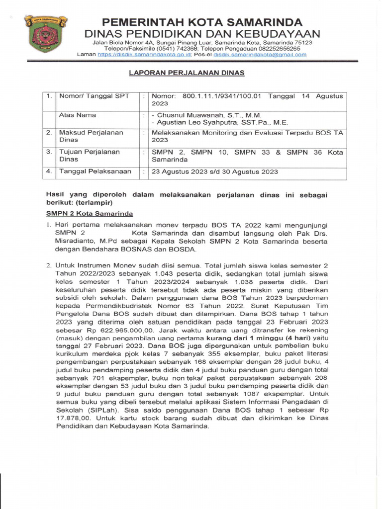 Laporan Monev Terpadu TA 2023 | PDF