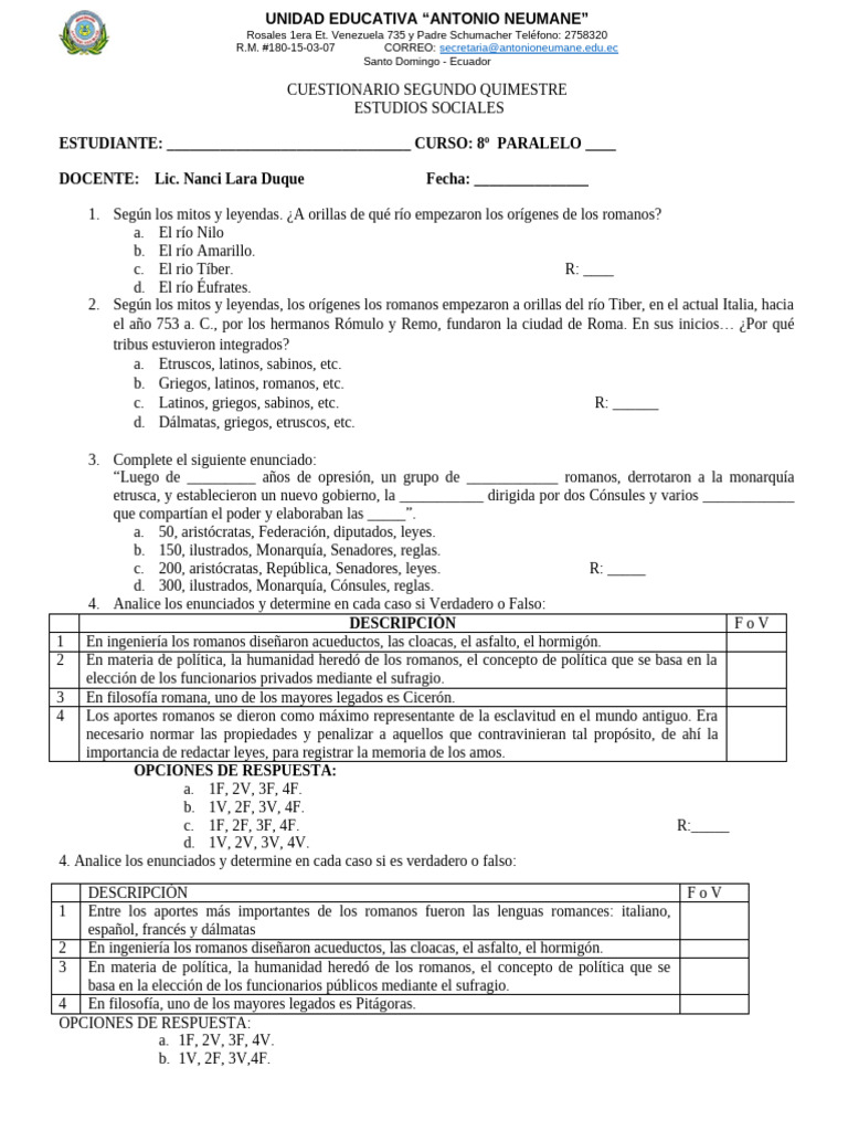 eess_8º_cuestionario_2q_2023-2024-8841707828198 | PDF | Américas | Jesús