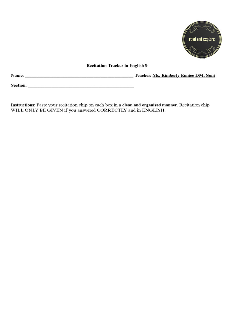 Recitation Tracker in English 9.docx 20241127 100243 0000 | PDF