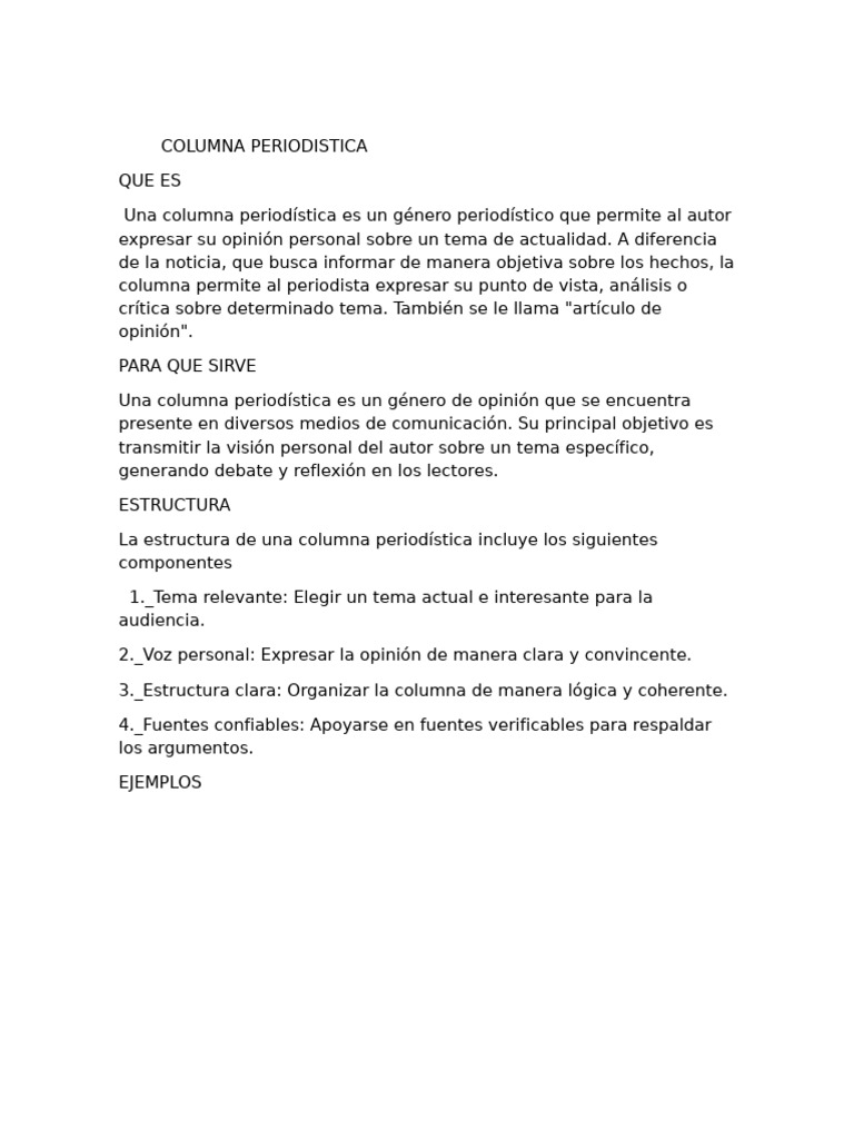 Guía de Columna Periodística: Estructura y Uso | PDF