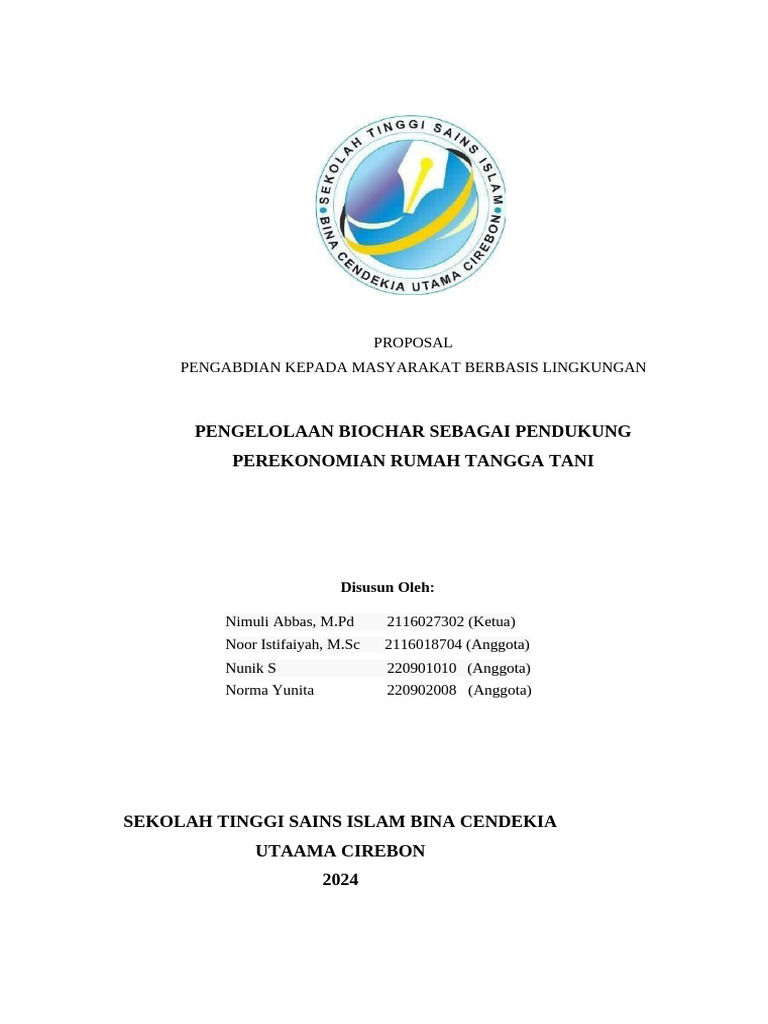 Proposal PKM-biochar STSI BCU | PDF