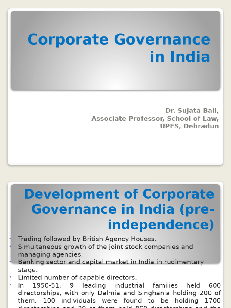 Corporate Governance in India | PDF | Corporate Governance | Board Of ...