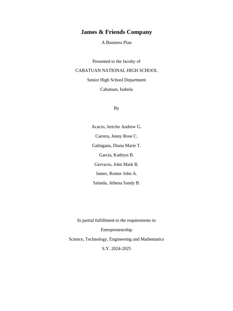 Front Page Bsnss Plan | PDF