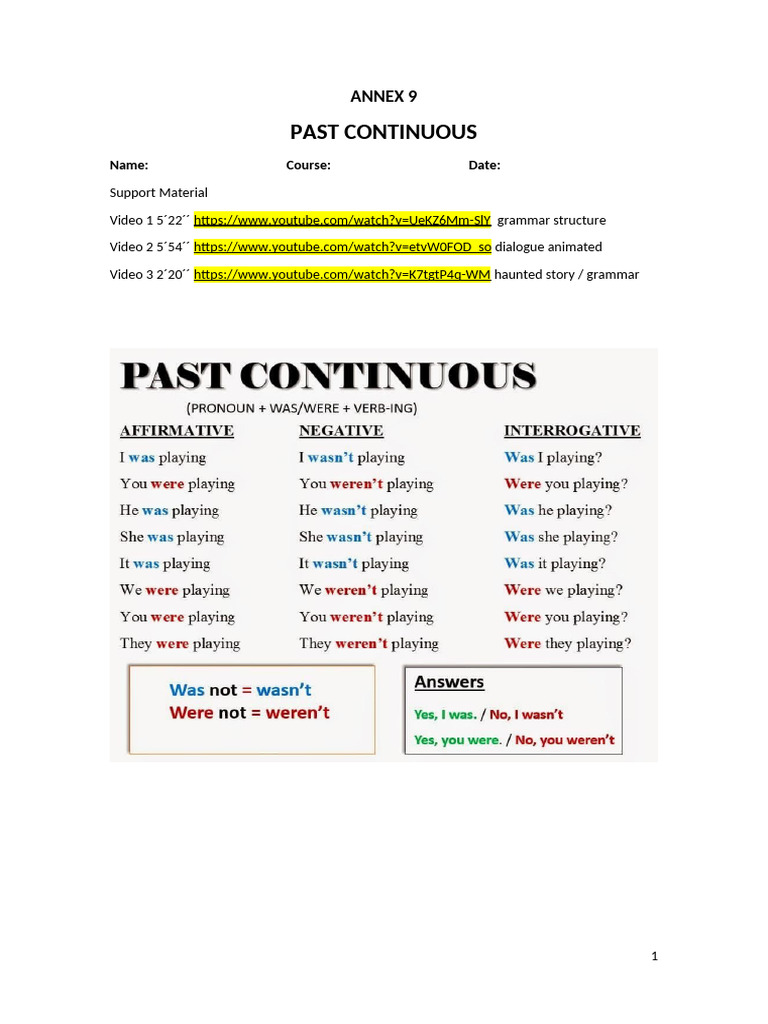 Past Continuous Exercises Guide | PDF