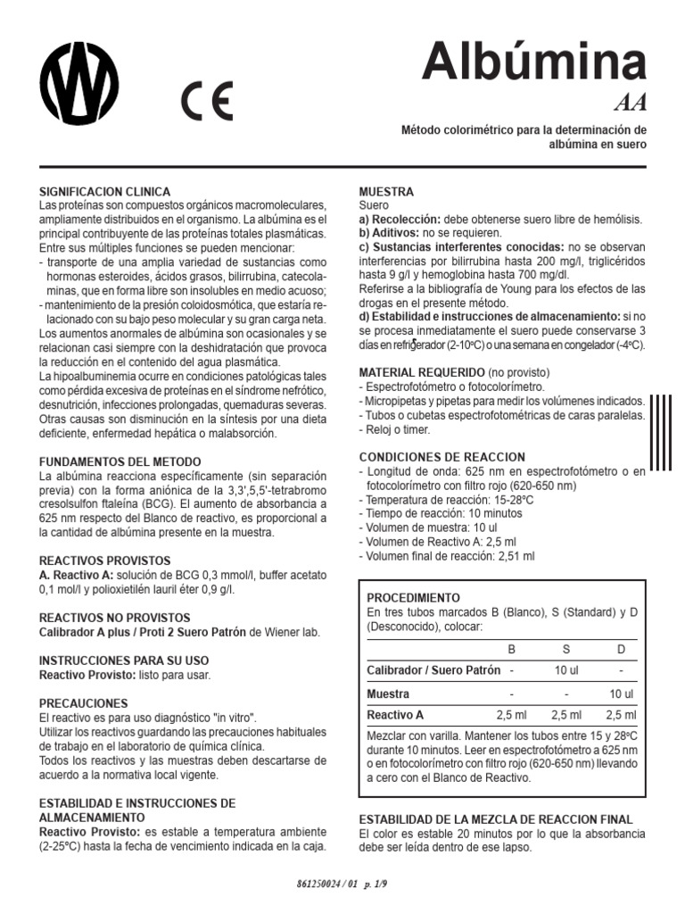 Albumina Aa SP | PDF | Proteínas