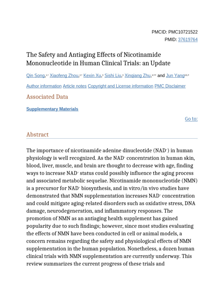NMN | PDF | Nicotinamide Adenine Dinucleotide | Biology