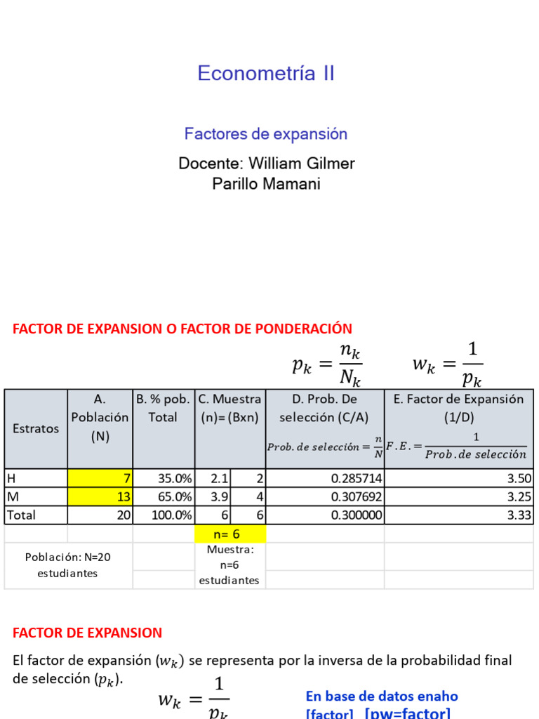Factor de Expansion | PDF | Estadísticas