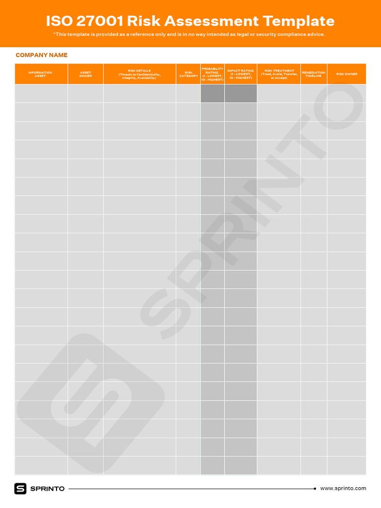 ISO 27001 Risk Assessment Template LM | PDF