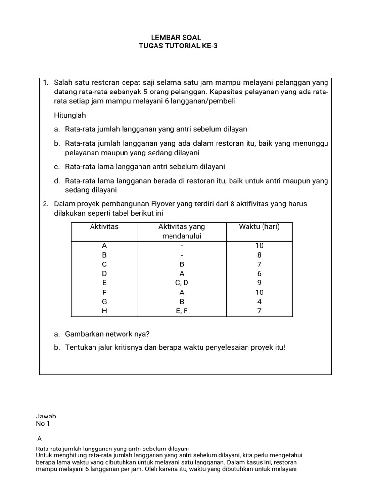 Soal Tugas 3 - EKMA4215 | PDF
