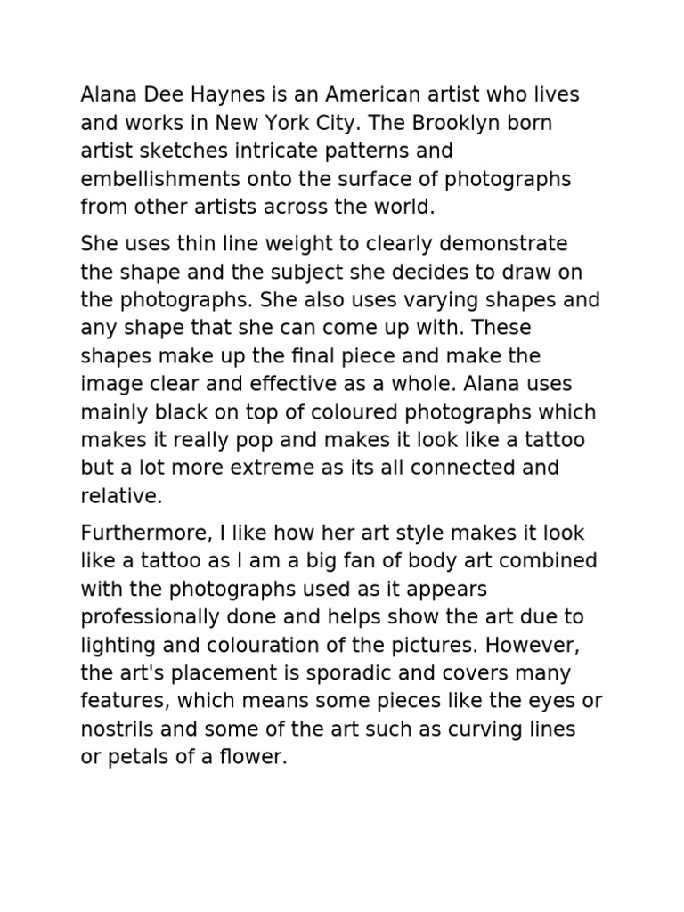 Alana Dee Haynes: Tattoo-Inspired Art | PDF