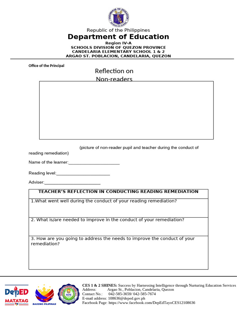 Reflection For Non Readers - Teacher | PDF | Cognition | Behavior Modification