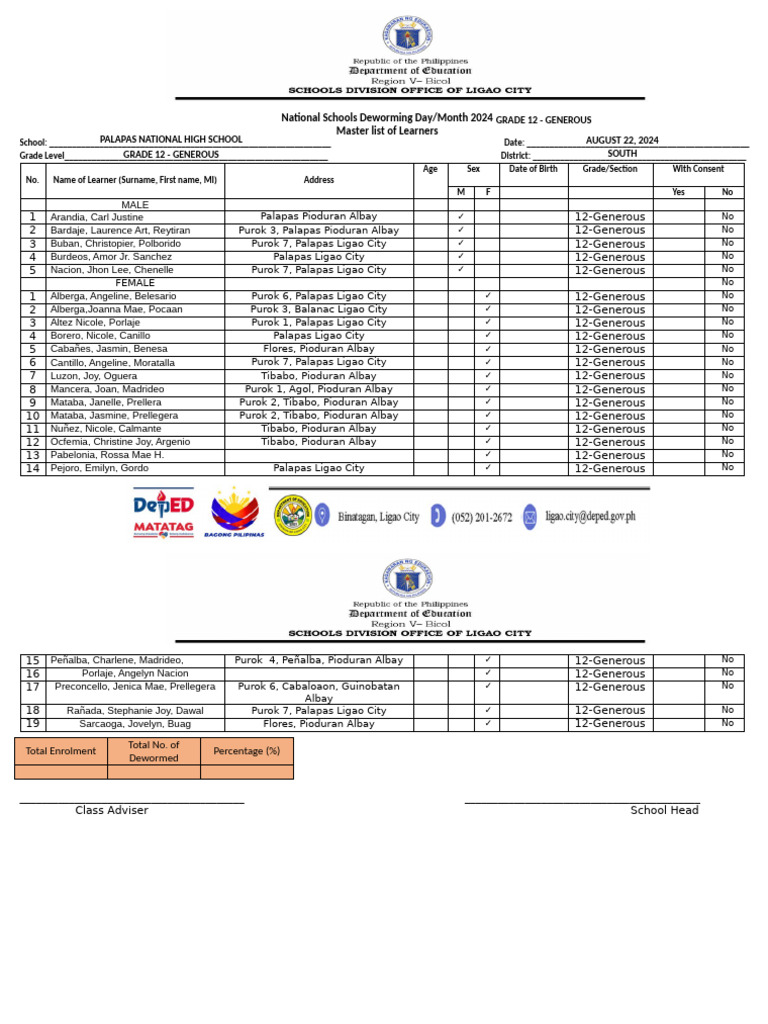 Deworming Template (1) | PDF
