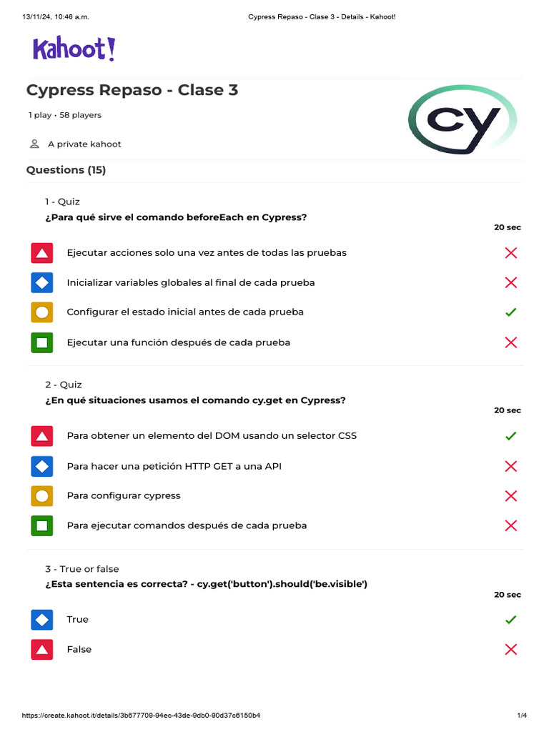 Kahoot - Cypress Repaso Clase 3 | PDF | ciberespacio | Internet
