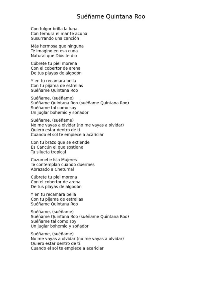 Letra Sueñame Q.ROO | PDF