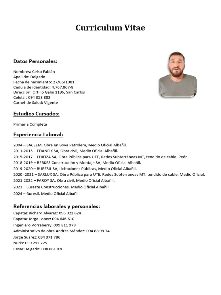 Curriculum Vitae de Celso Delgado | PDF