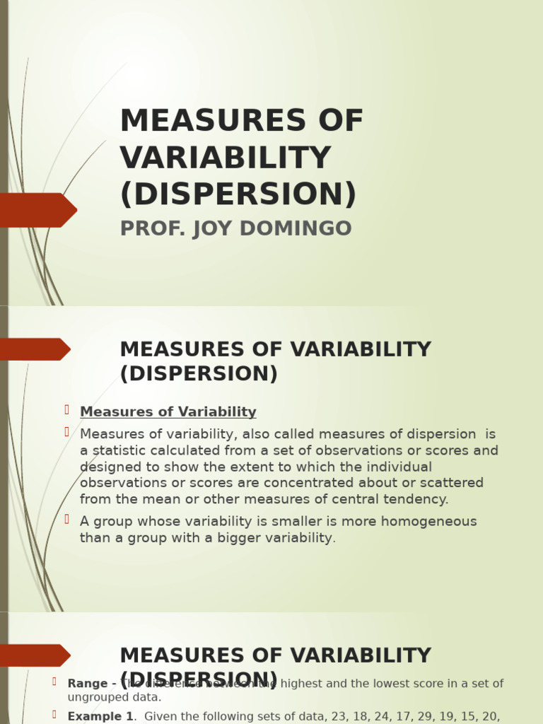BSN 25a Measures of Variability Dispersion | PDF | Standard Deviation ...