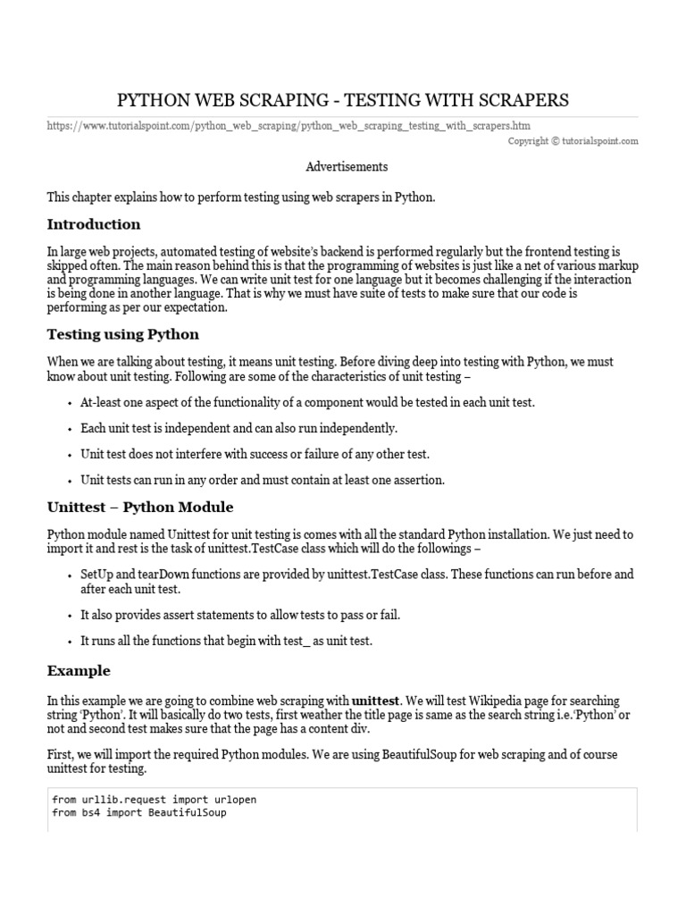 11Python Web Scraping Testing with Scrapers | PDF | Selenium (Software ... 11Python Web Scraping Testing with Scrapers | PDF | Selenium (Software ...
