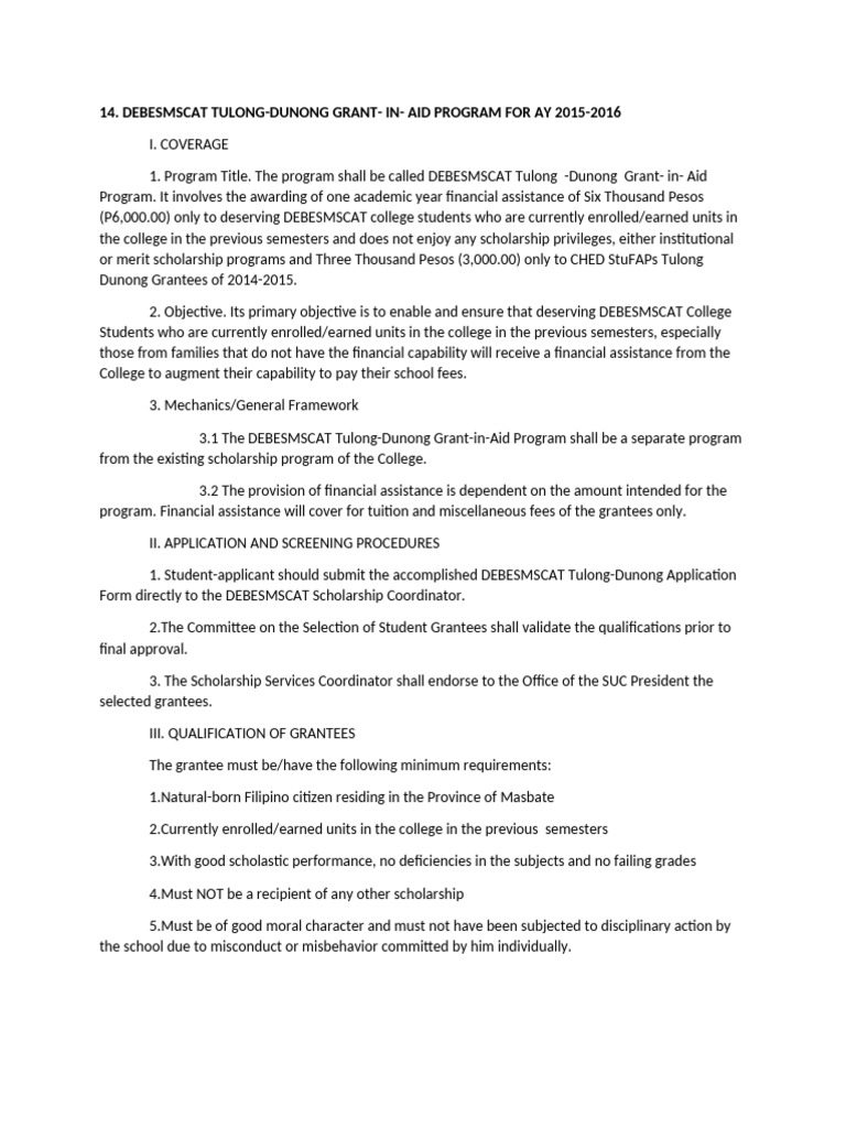 Tulong-Dunong Grant Aid Program 2015-2016 | PDF | Public Finance | Taxes