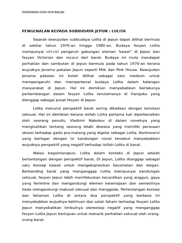 Subbudaya Jepun - Lolita | PDF