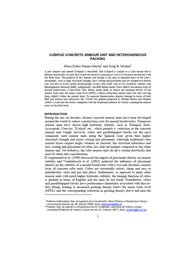 2007 Cubipod Concrete Armour Unit and Heterogeneous Packing | PDF ...