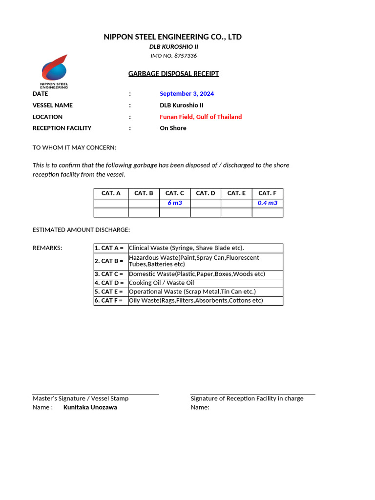 Garbage Disposal Receipt - SKL | PDF