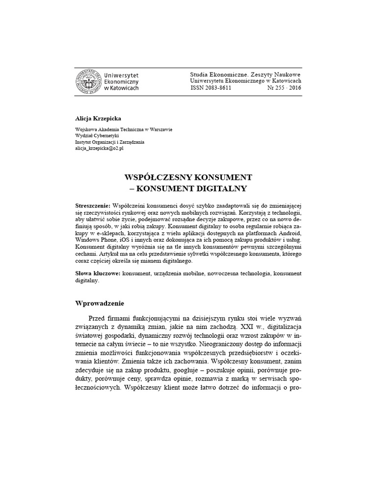 Współczesny Konsument Konsument Dig | PDF