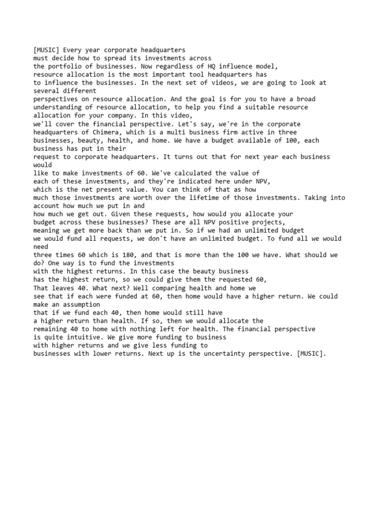 RESOURCE ALLOCATION | PDF