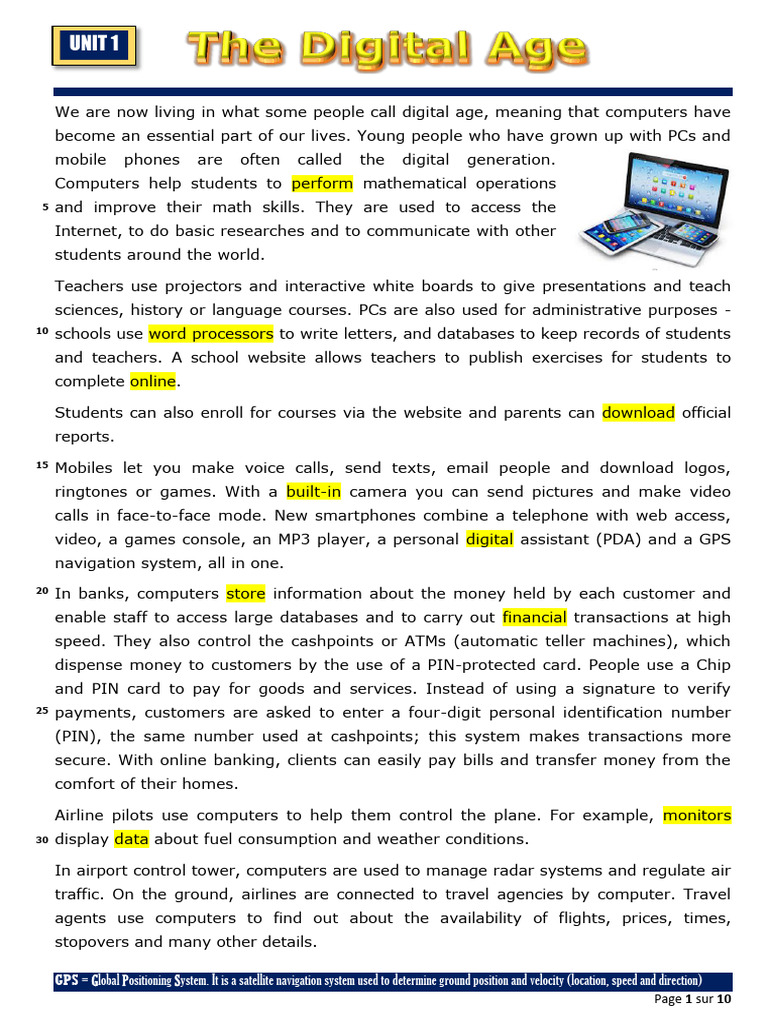 1 - UNIT 1 - Text | PDF | Automated Teller Machine | Personal ...