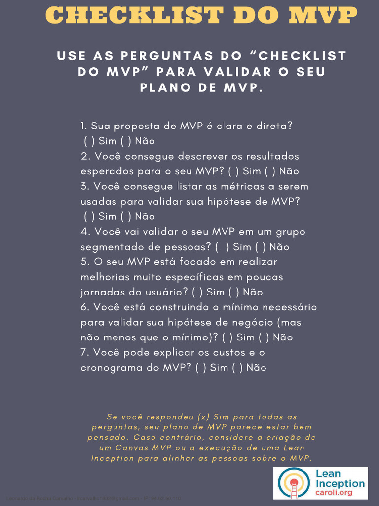 Checklist MVP | PDF