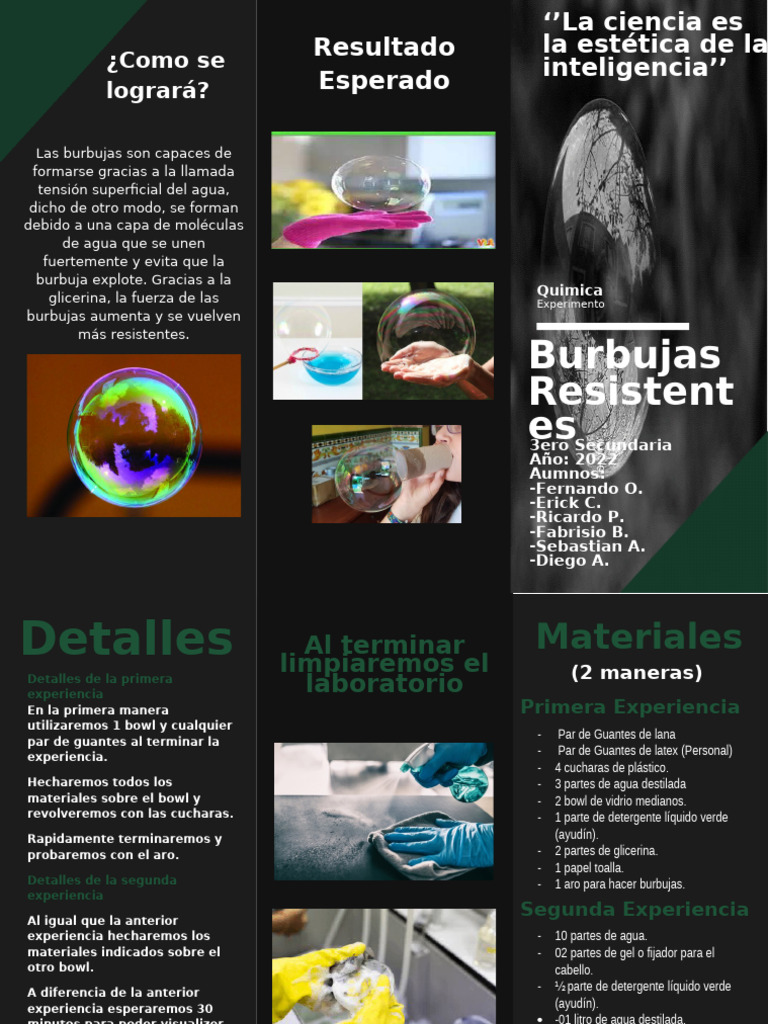 Triptico Burbujas | PDF | Agua | Líquidos