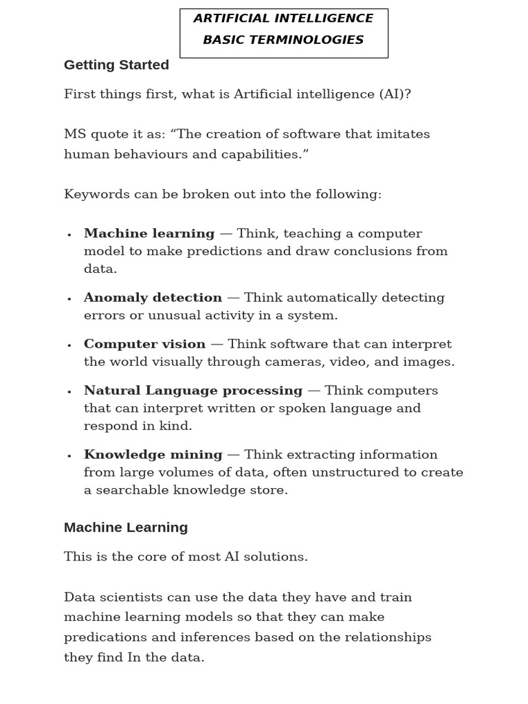 ARTIFICIAL INTELLIGENCE - TERMINOLOGIES | PDF | Artificial Intelligence | Intelligence (AI ...