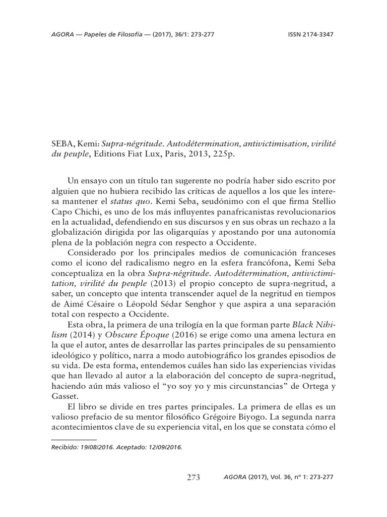 SEBA Kemi Supra-Negritude Autodetermination Antivi | PDF | Racismo ...