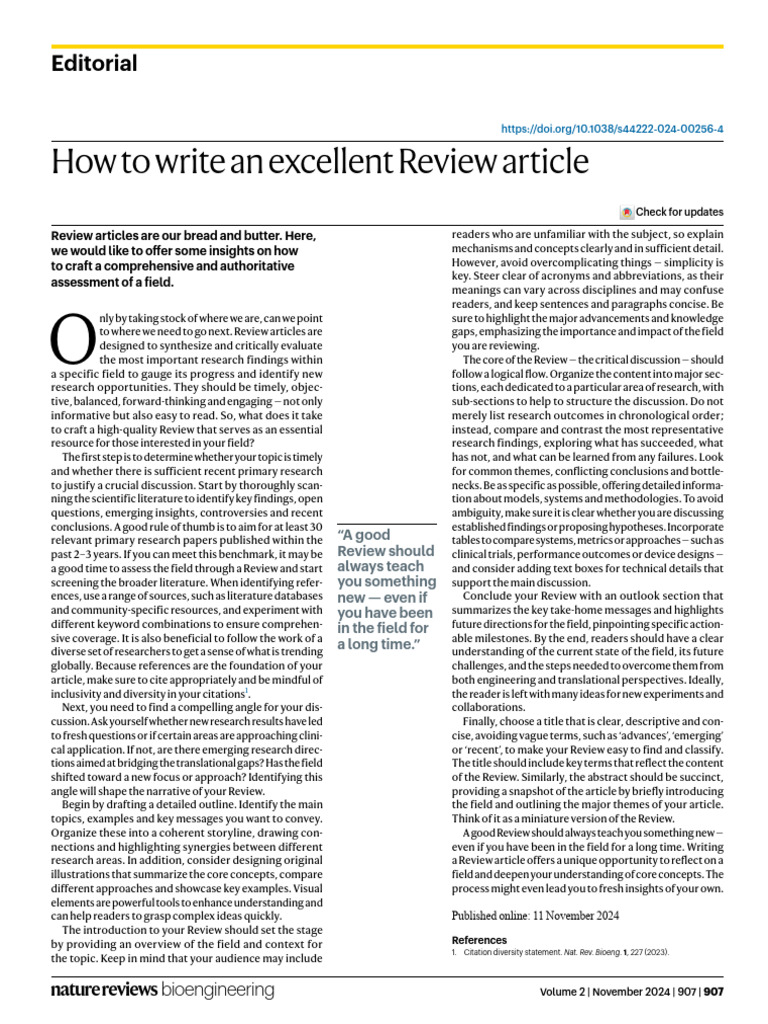 How to write an excellent Review article | PDF | Concept | Methodology