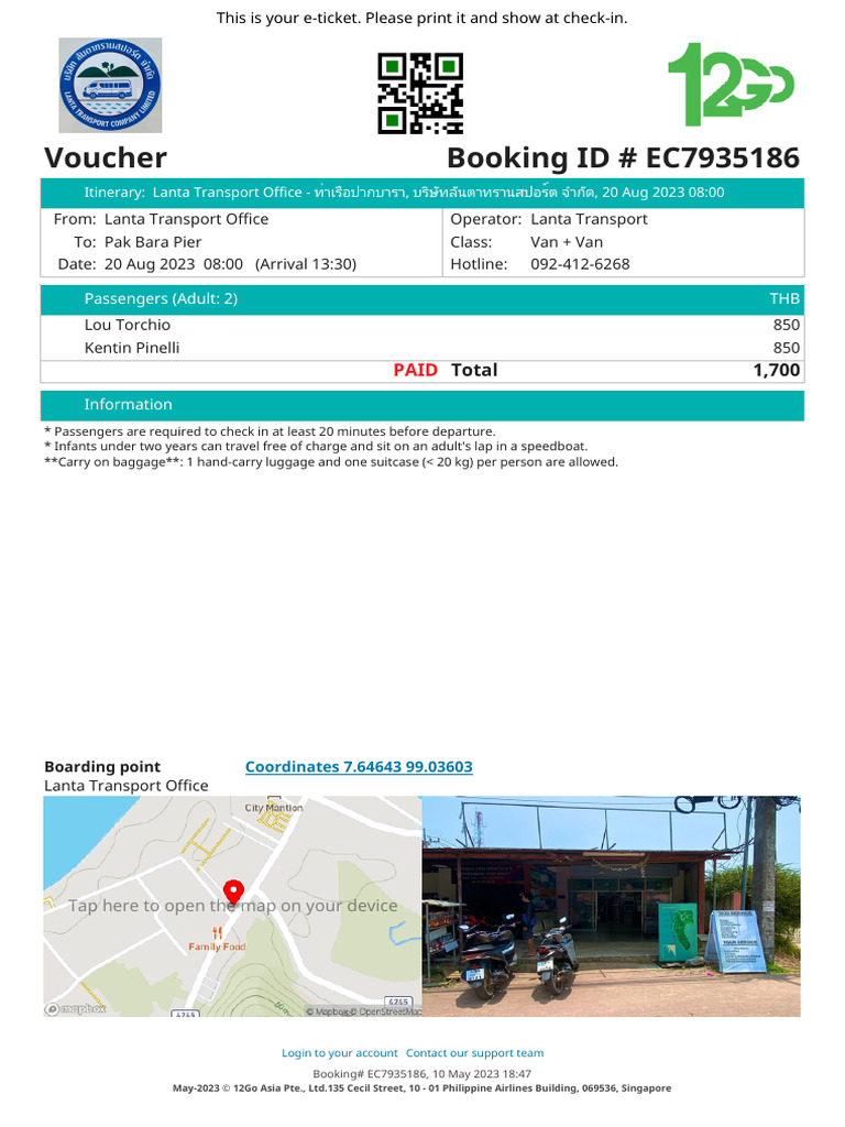 12go_booking_7935186 | PDF | Baggage