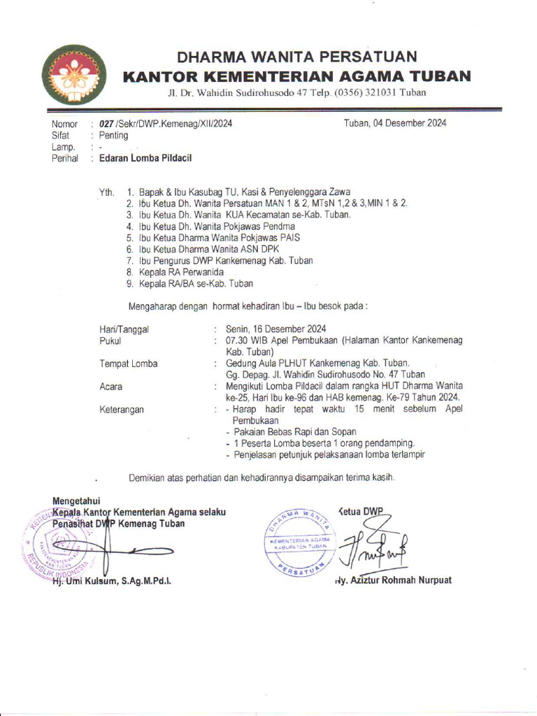 Undangan Dan Edaran Lomba Pildacil | PDF