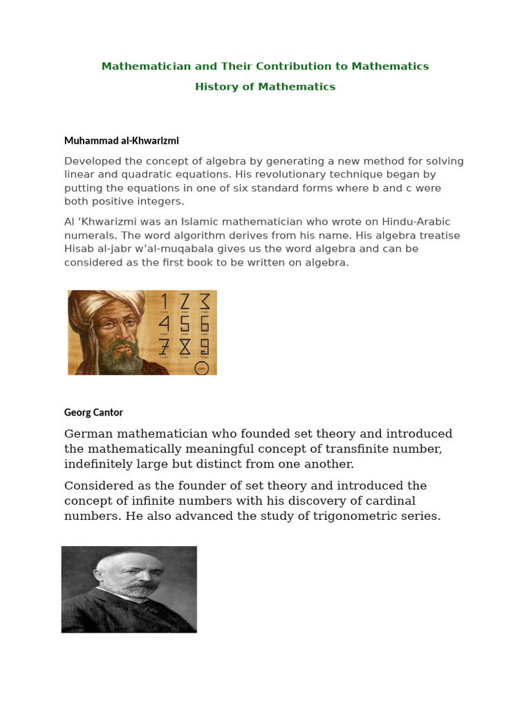 Compilation-of-Mathematicians | PDF | Trigonometric Functions | Algebra