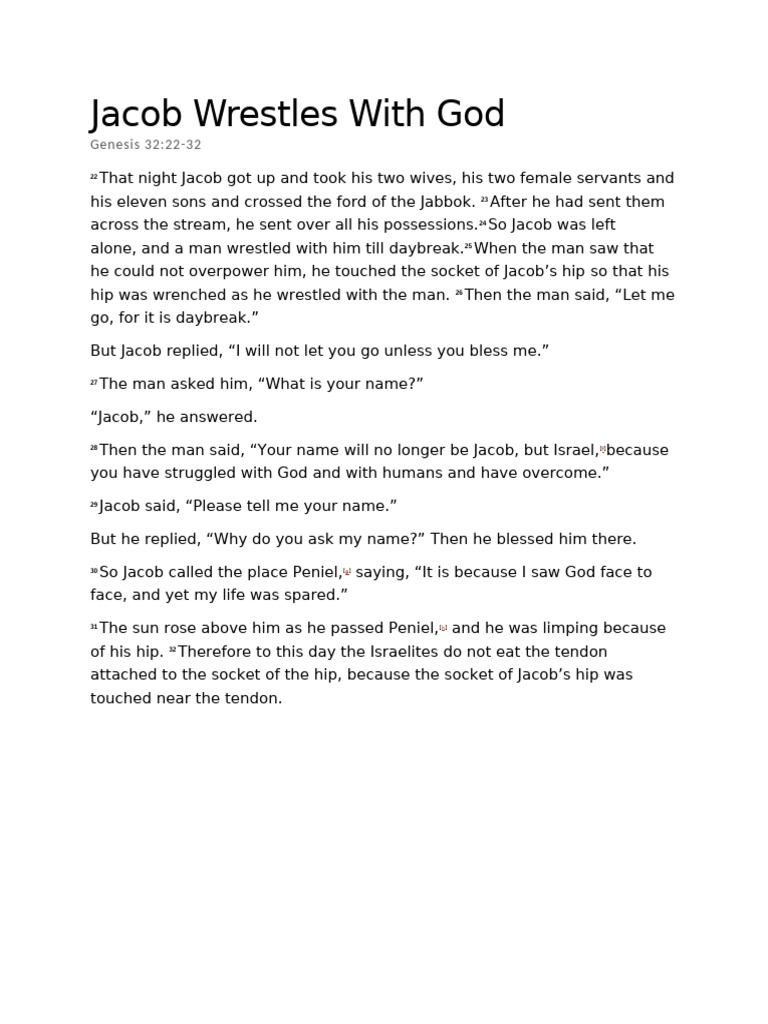 Week 3 - Jacob Wrestles With God | PDF | Jacob | Abraham