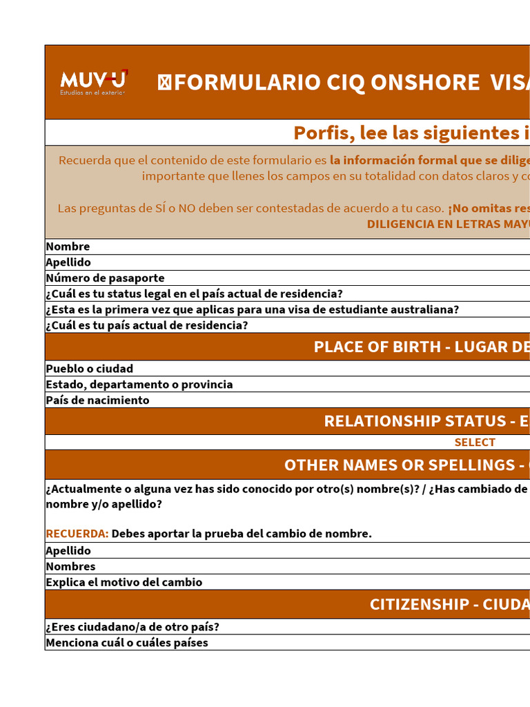 Form Ciq Single Onshore - Muv-U | PDF | Sistema internacional de ...