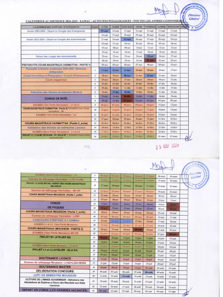 Calendrier Academique 2024 2025 | PDF