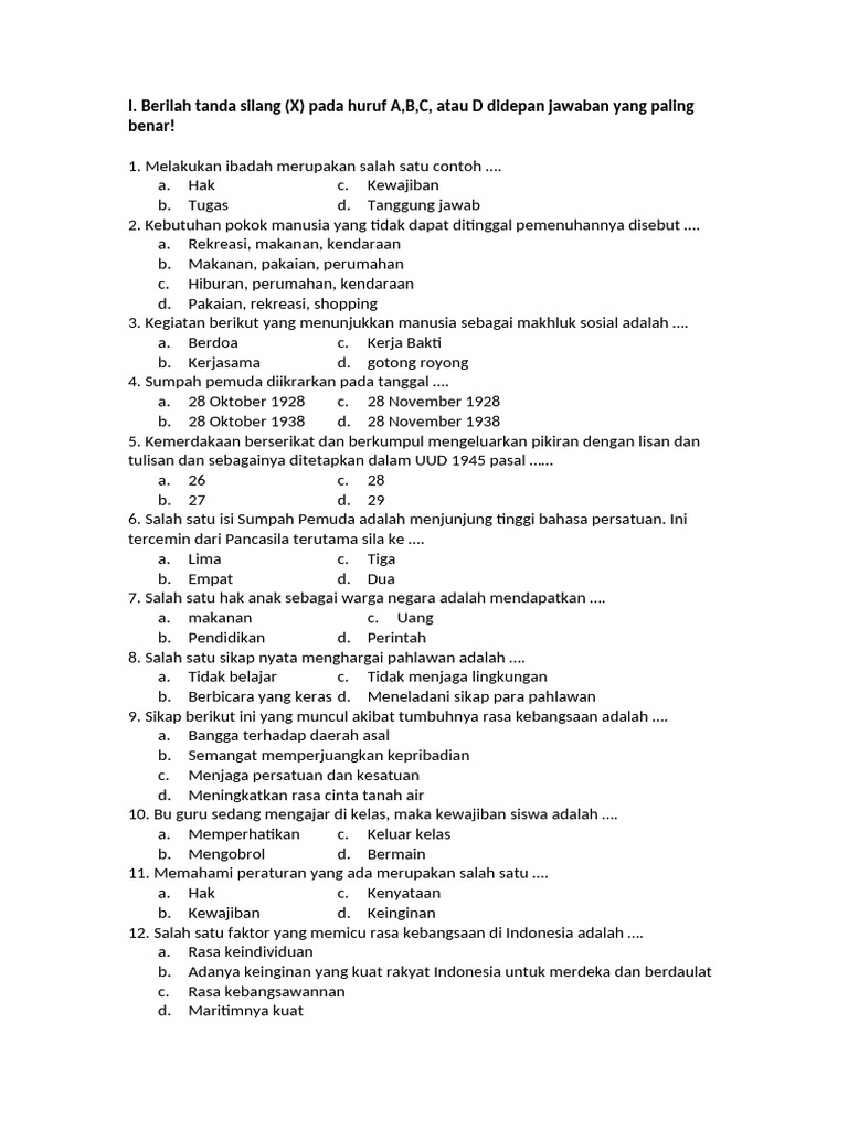 Soal Kelas 5 PKN | PDF